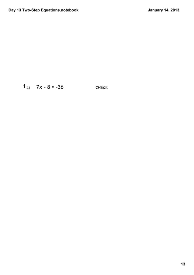 Day 13 two step equations | PDF | Homework and Study | Education