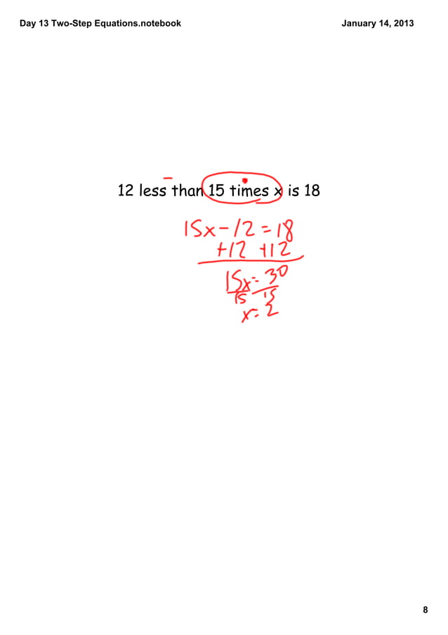 Day 13 two step equations | PDF | Homework and Study | Education