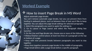 Day 14-17 Word Processing Software (page break & auto table of contents ...