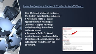 Day 14-17 Word Processing Software (page break & auto table of contents ...