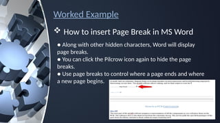 Day 14-17 Word Processing Software (page break & auto table of contents ...