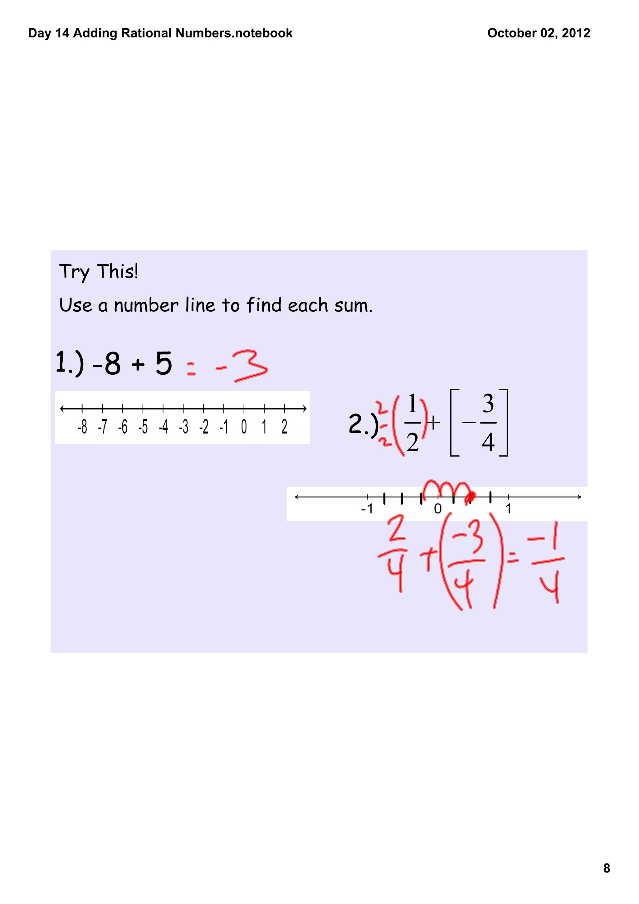 Day 14 adding rational numbers | PDF
