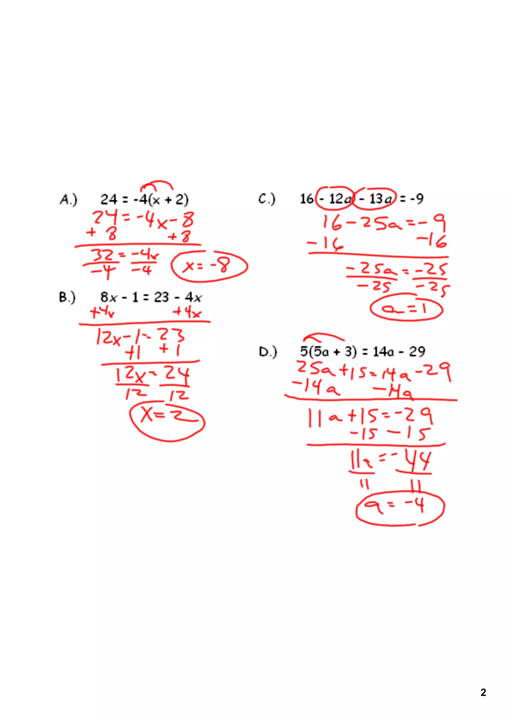 Day 14 multi step equations | PDF