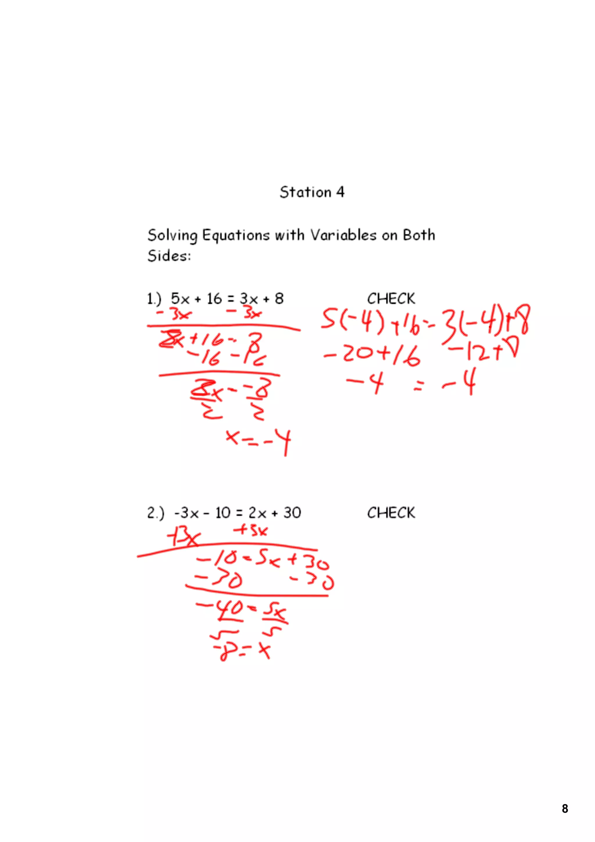 Day 14 multi step equations | PDF