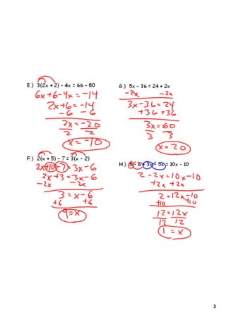 Day 14 multi step equations | PDF