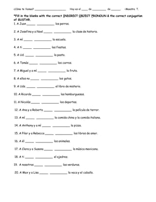 Practice IOP, Gustar, and both | DOCX