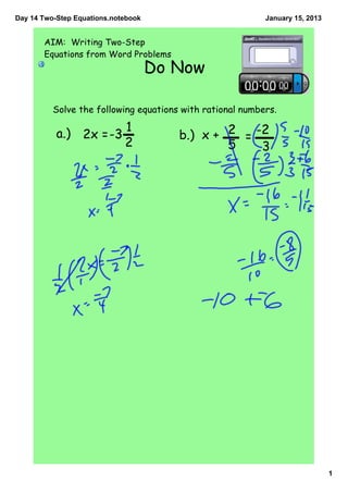 Day 14 two step equations | PDF