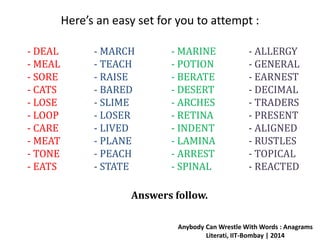 Tutorial 1 : Anagrams | PPTX