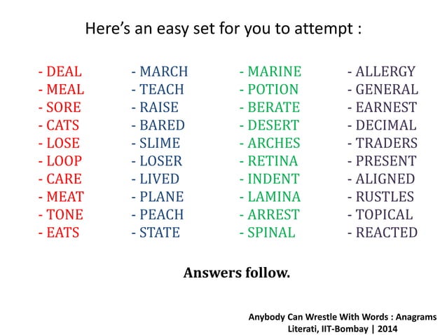 Tutorial 1 : Anagrams | PPTX | Technology & Computing