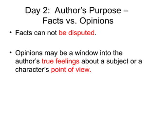 Author's Purpose ENGLISH 6 powerpoint persuade entertain | PPT ...