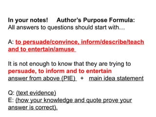 Author's Purpose ENGLISH 6 powerpoint persuade entertain | PPT