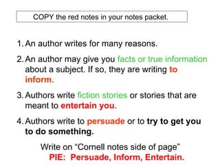 Author's Purpose ENGLISH 6 powerpoint persuade entertain | PPT ...