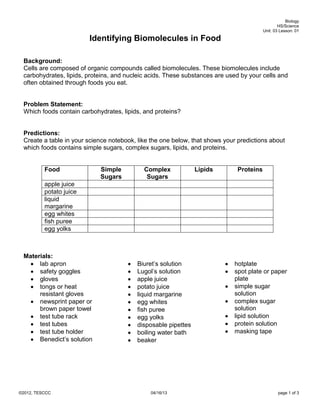 Day 1 biomoelcule | PDF
