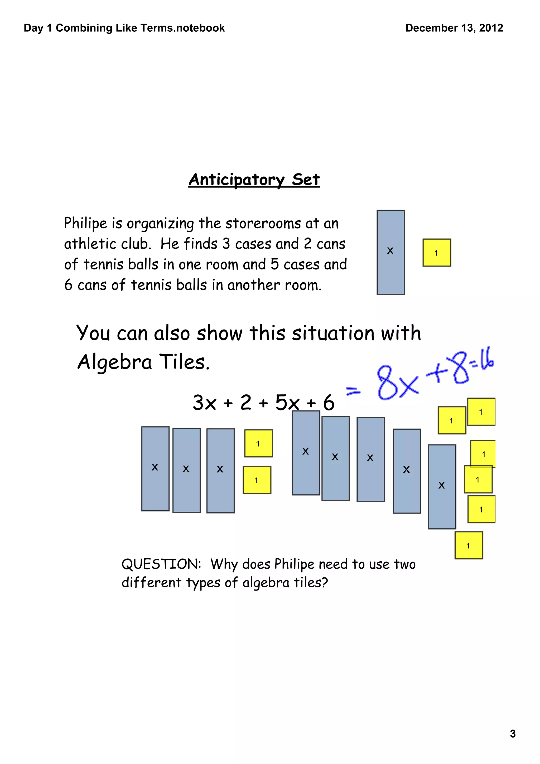Day 1 combining like terms | PDF
