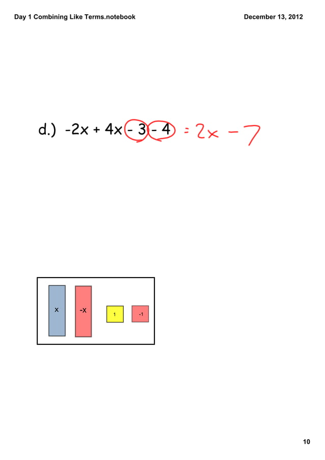 Day 1 combining like terms | PDF