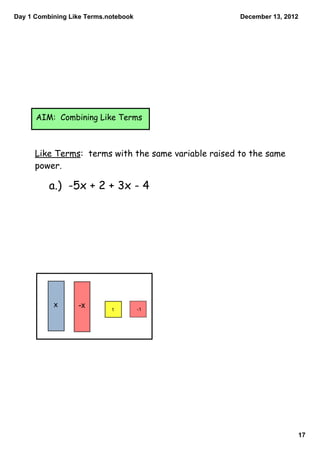 Day 1 combining like terms | PDF