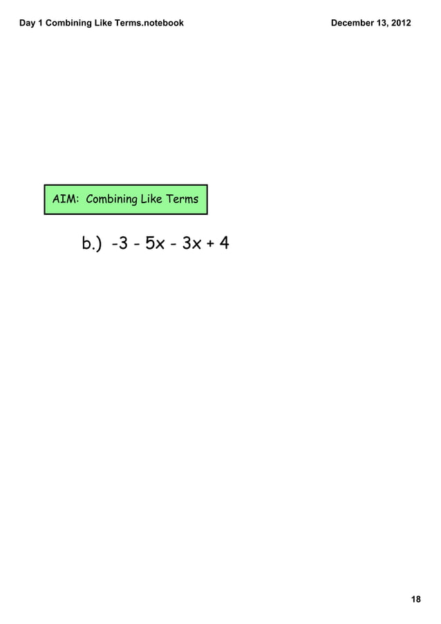Day 1 combining like terms | PDF