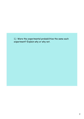 Day 1 experimental probability | PDF