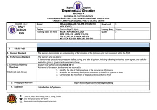 Lesson Plan about Typhoons hshshdvdbbdnekeks | DOCX