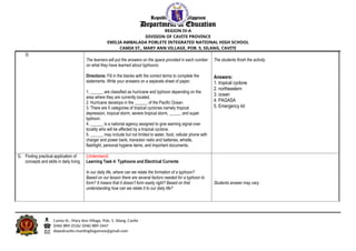Lesson Plan about Typhoons hshshdvdbbdnekeks | DOCX | Weather | Science