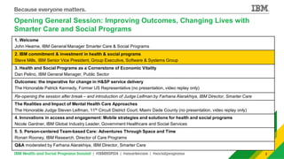 IBM Health and Social Programs Summit: IBM Commitment & investment in ...