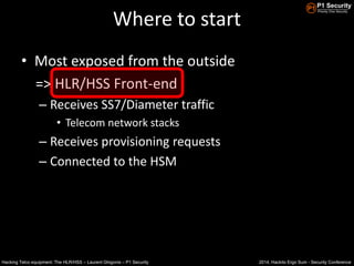 Hacking Telco equipment: The HLR/HSS, by Laurent Ghigonis | PDF