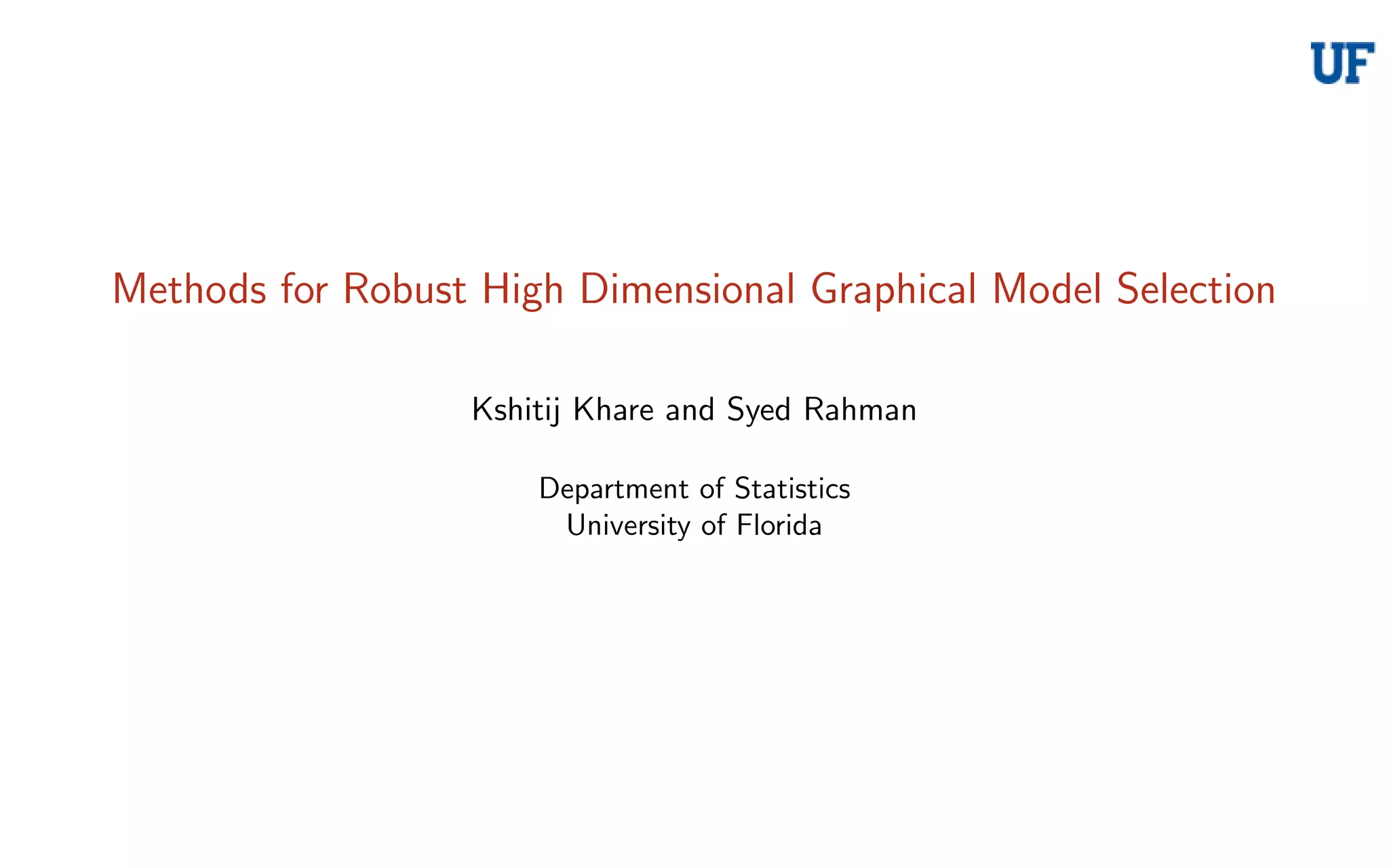 High Dimensional Network Estimation Using Ecl Ppt