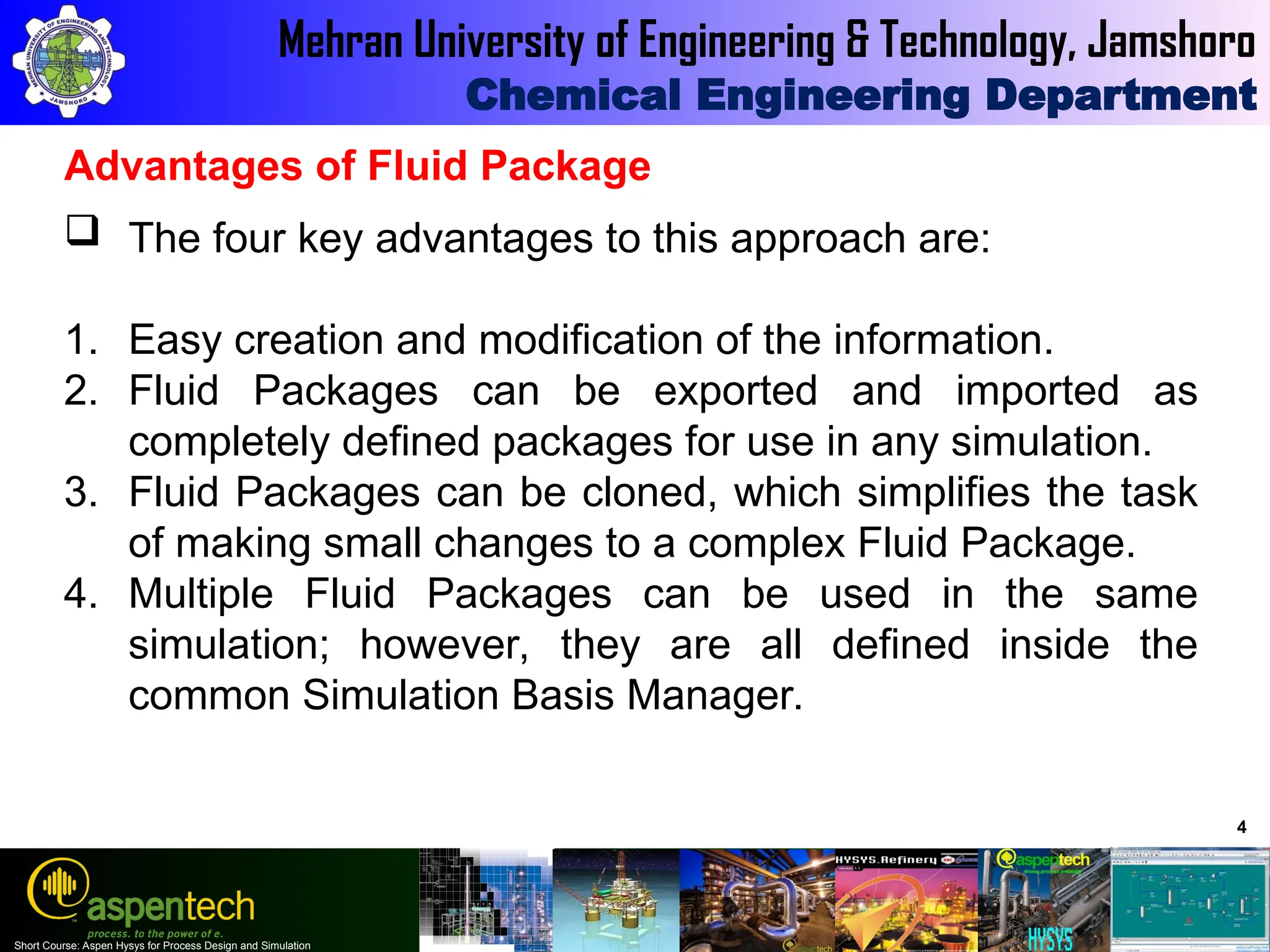 Fluid Packages used in Aspen HYSYS for Chemical Engineers | PPT