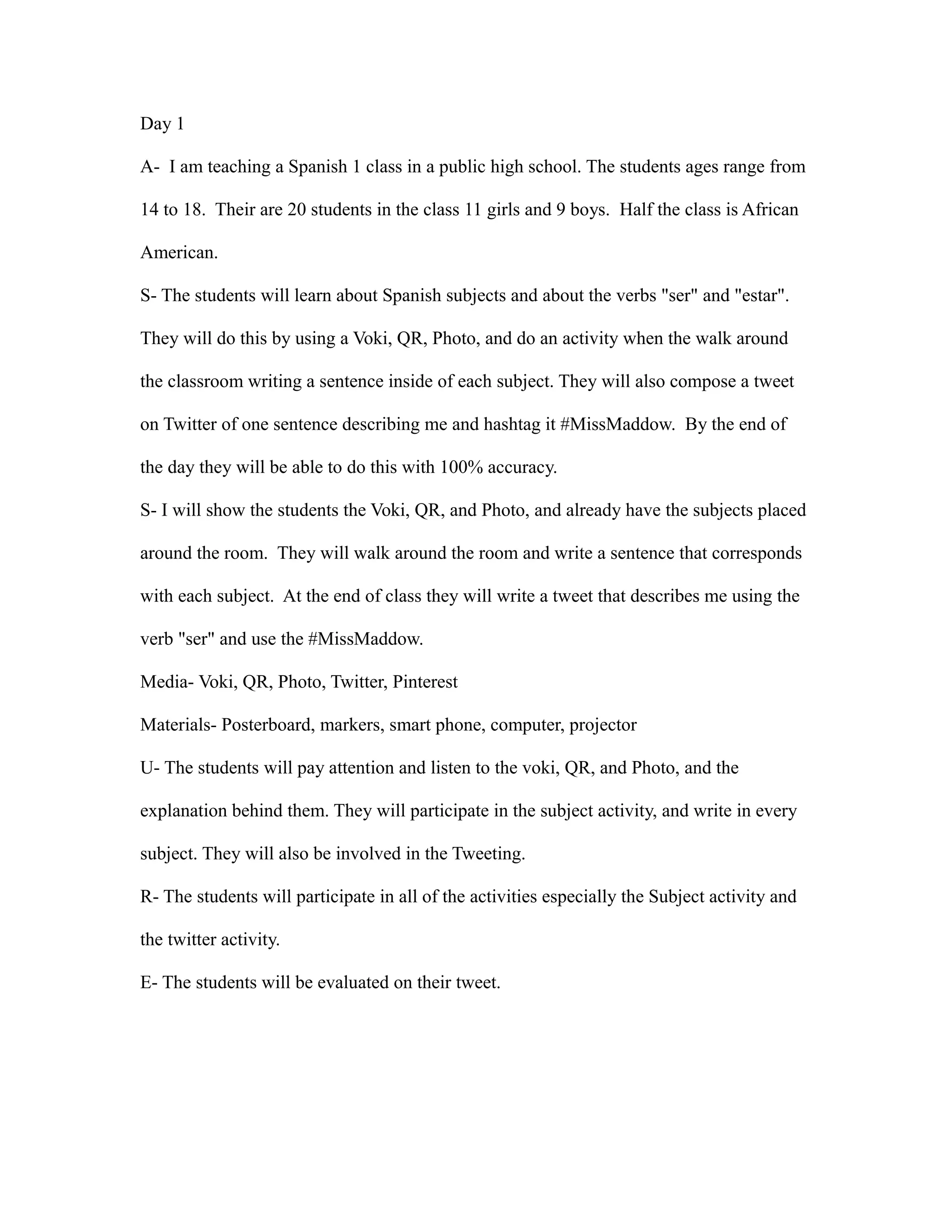 Day 1 lesson plan | PDF