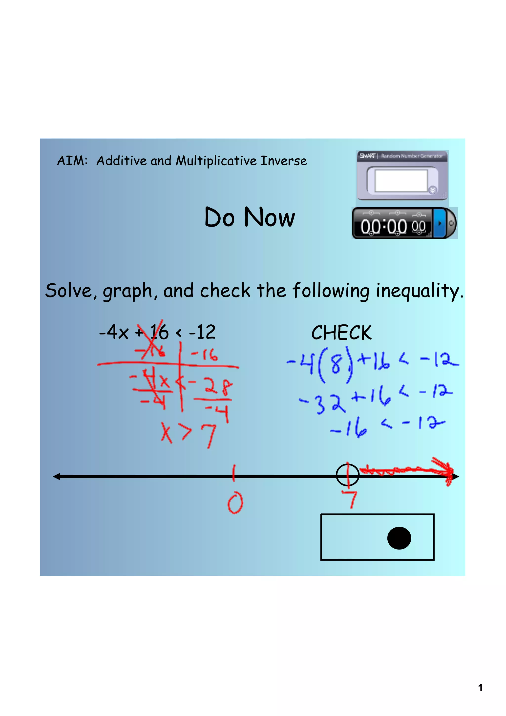 Day 1 multiplicative and additive inverse | PDF