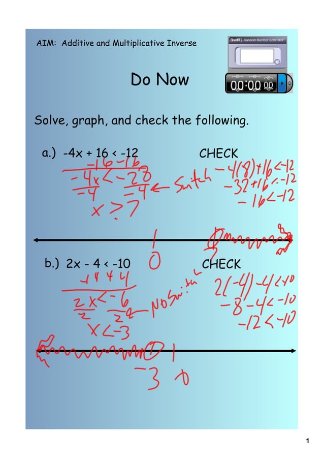 Day 1 multiplicative and additive inverse | PDF