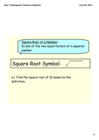Day 1 pythagorean theorem | PDF