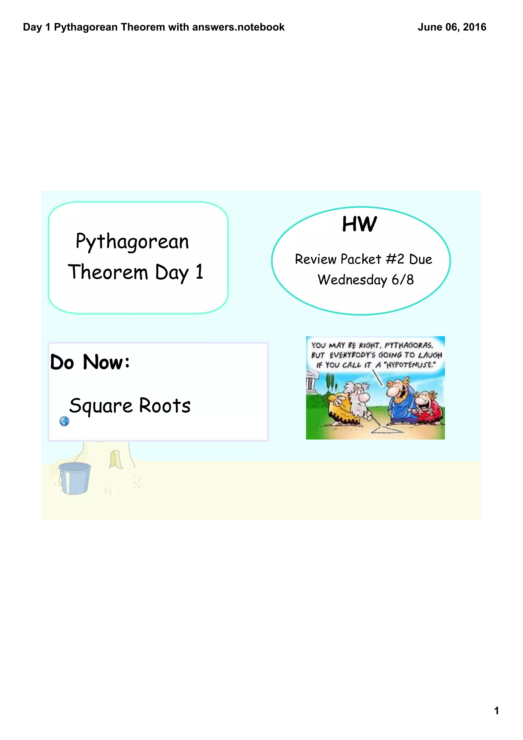 Day 1 pythagorean theorem | PDF