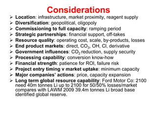 The changing face of lithium availability | PPTX | Commodities | Economy