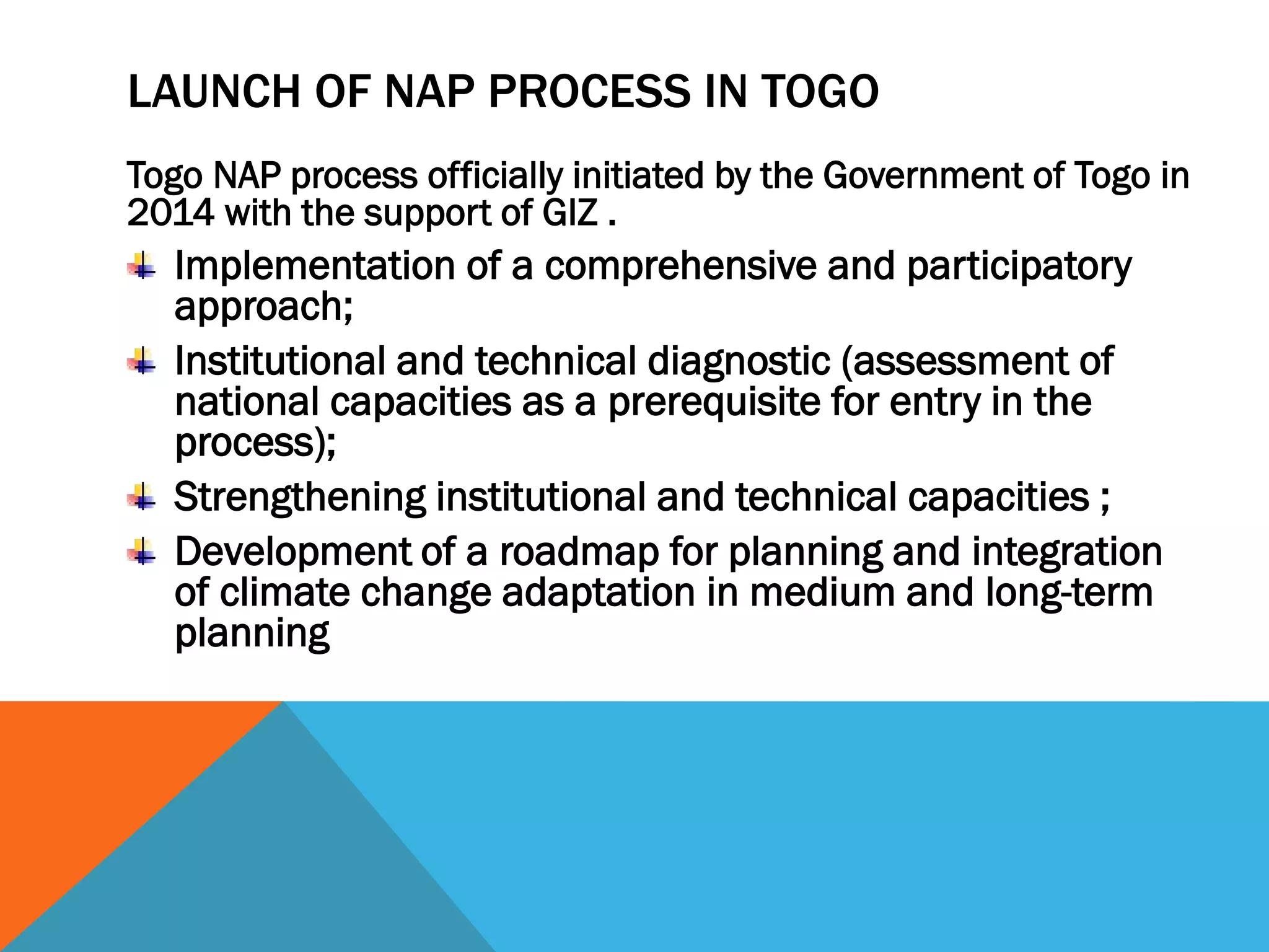 NAP Process in Togo: Experience Intergrating Adaptation Into Planning ...