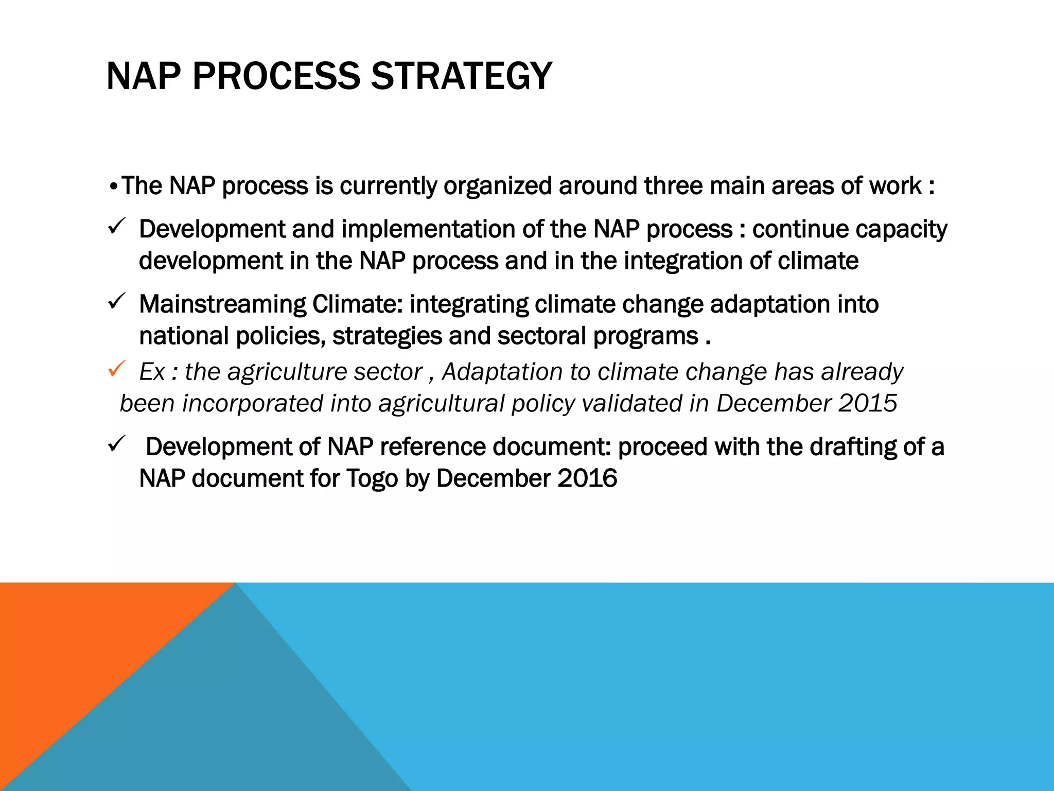 NAP Process in Togo: Experience Intergrating Adaptation Into Planning ...
