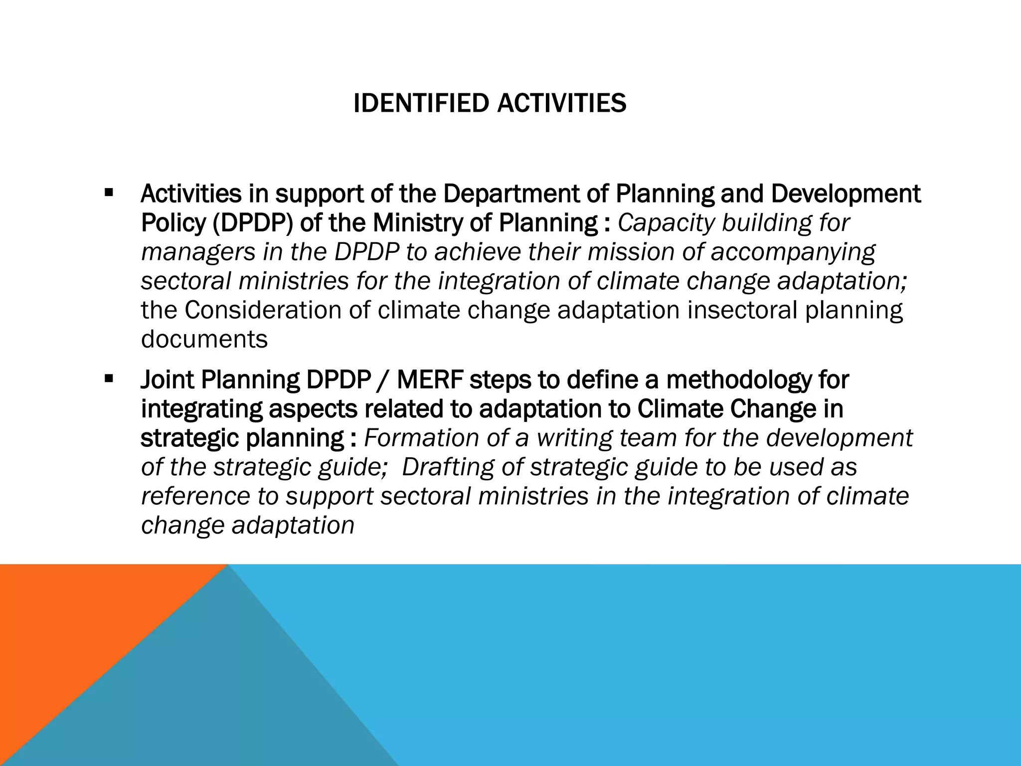 NAP Process in Togo: Experience Intergrating Adaptation Into Planning ...