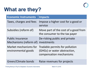 Finding Money to Pay for Adaptation: Economic Instruments | PPT