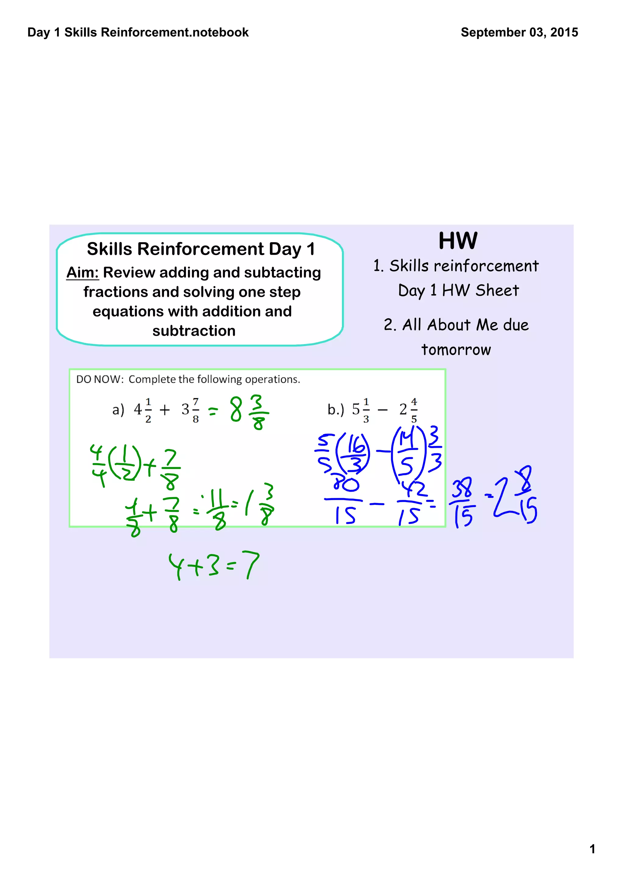 Day 1 skills reinforcement | PDF