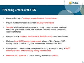 Day 1 what makes a project bankable idc_martin potgieter | PPT