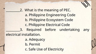 PHILIPPINE ELECTRICAL CODES IN INDUSTRIAL ARTS | PPTX