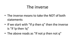 1st Test - If then, converse, inverse and contrapositive | PPT