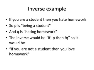 1st Test - If then, converse, inverse and contrapositive | PPT