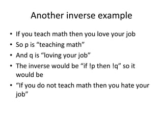 1st Test - If then, converse, inverse and contrapositive | PPT