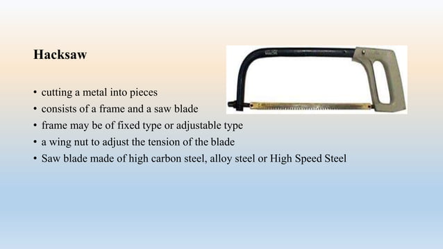 WORKSHOP TECHNOLOGY-Hand Tools and its Operation | PPTX | First Aid ...