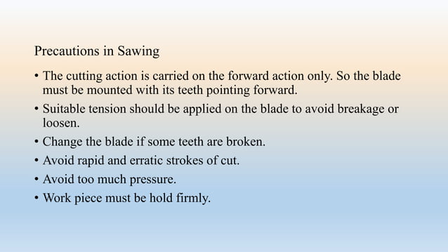 WORKSHOP TECHNOLOGY-Hand Tools and its Operation | PPTX | First Aid ...