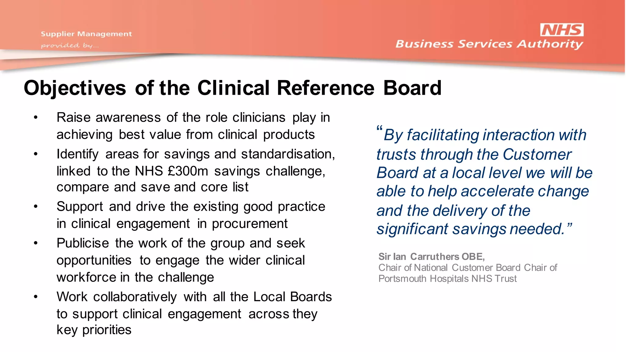 NHS Clinical Reference Board and NHS Clinical Evaluation Team | PPT