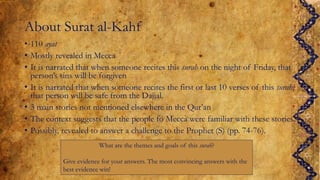 Exploring Surah al-Kahf ("The Cave") in the Qur'an | PPTX