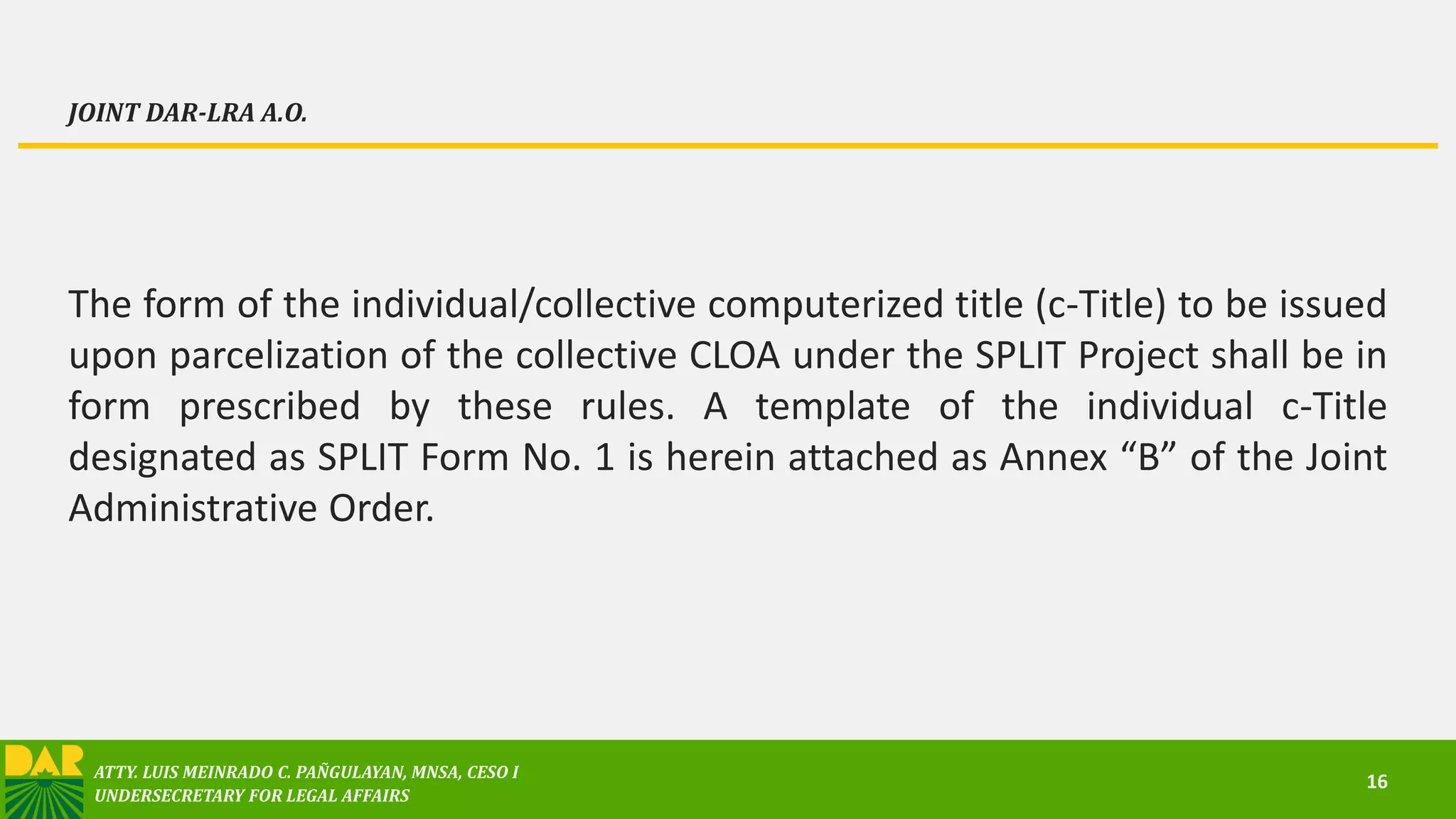 cascading of DAR SPLIT | PDF