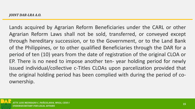 cascading of DAR SPLIT | PDF | Land and Farms | Real Estate